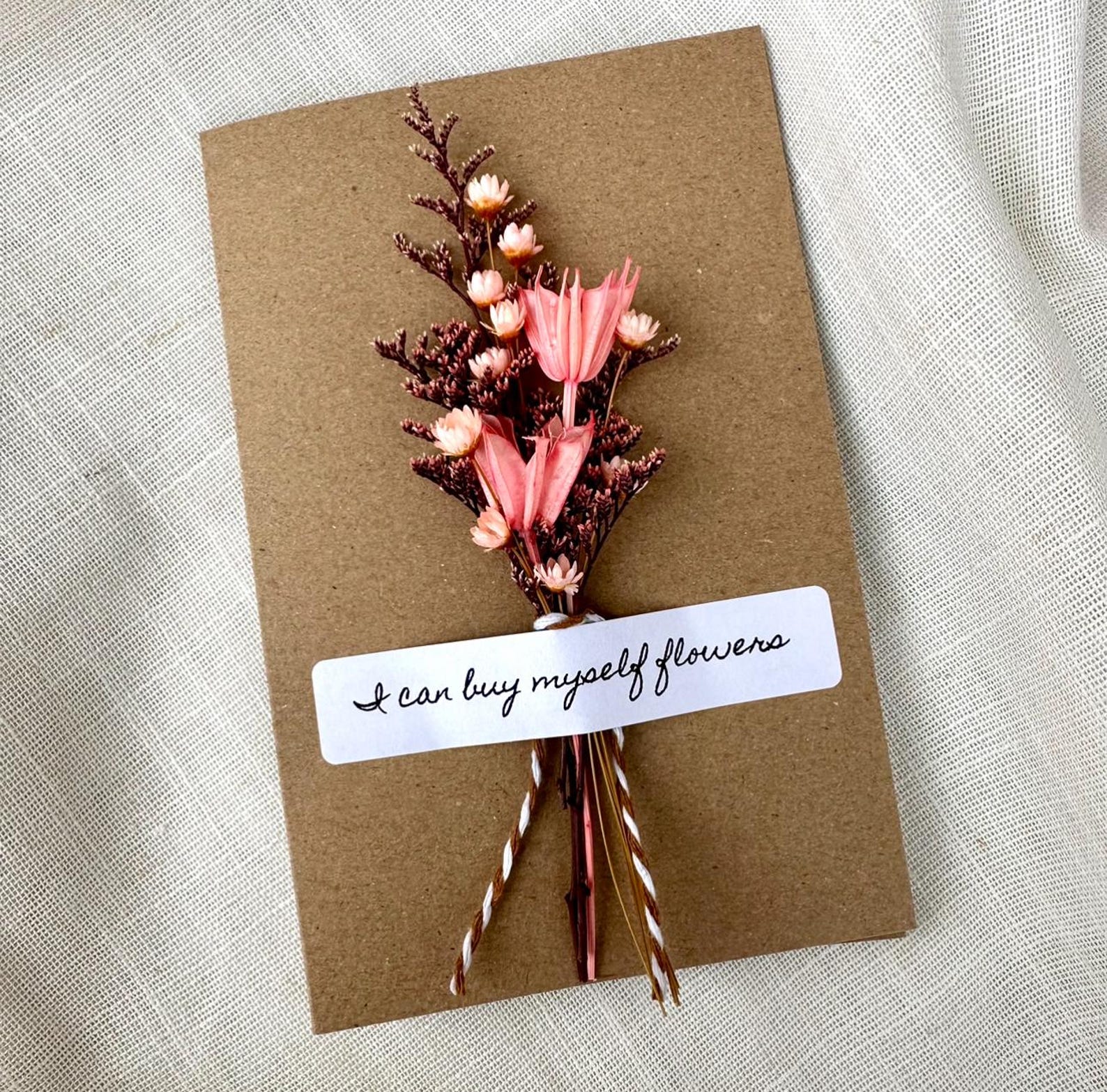 Happy Valentine's Day Dried Floral Bouquet Card Eco Friendly Romantic ...