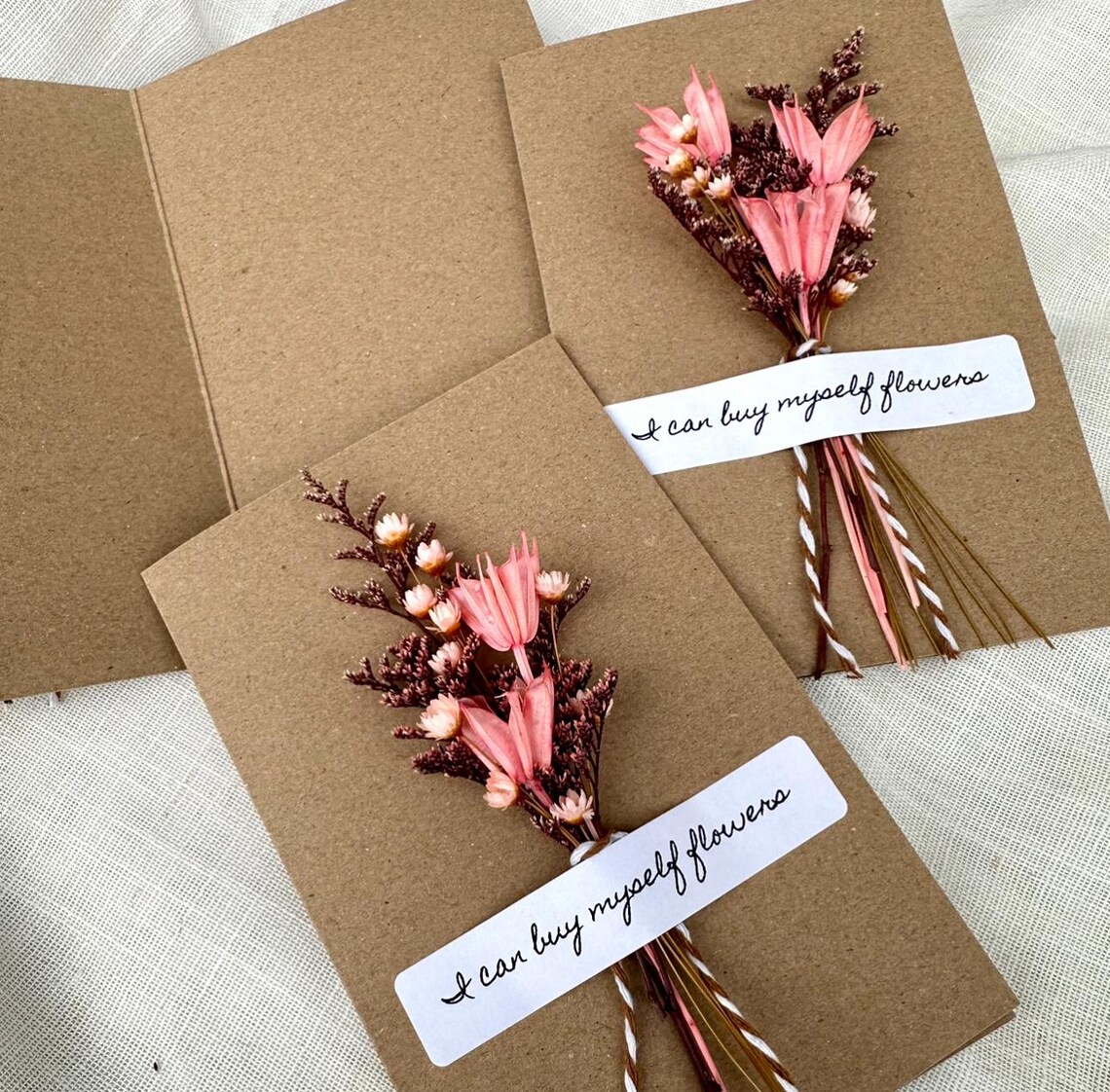 Happy Valentine's Day Dried Floral Bouquet Card Eco Friendly Romantic ...
