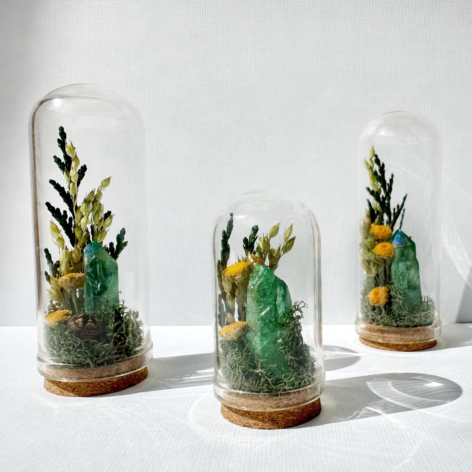 Mini Glass Terrarium: Dried Florals, Crystal, Dark Academia Decor - Etsy