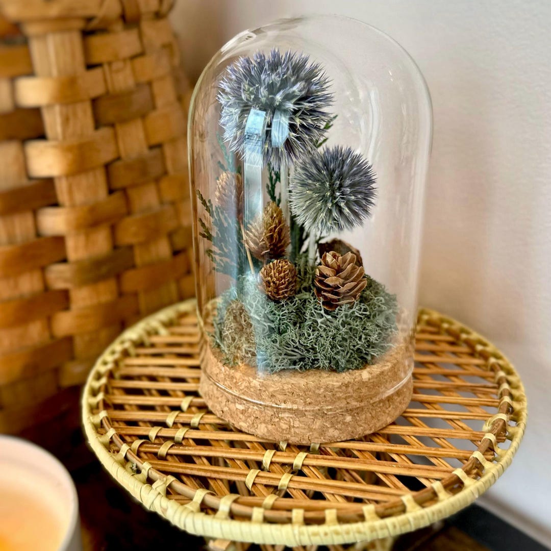 Large Glass Cloche Terrarium Floral Fairy Garden Diorama Potion Jar ...