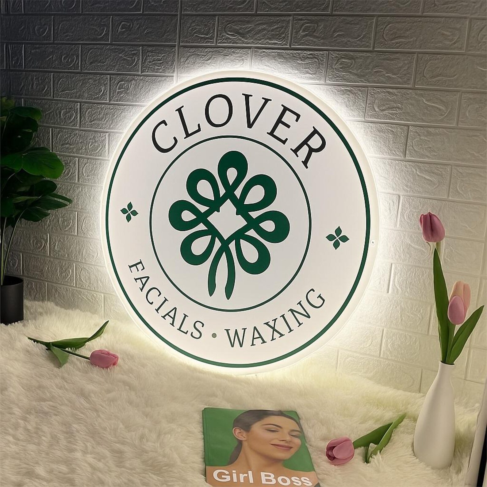 Custom Round Shape Business Sign Logo, Backlite Logo for Office and ...