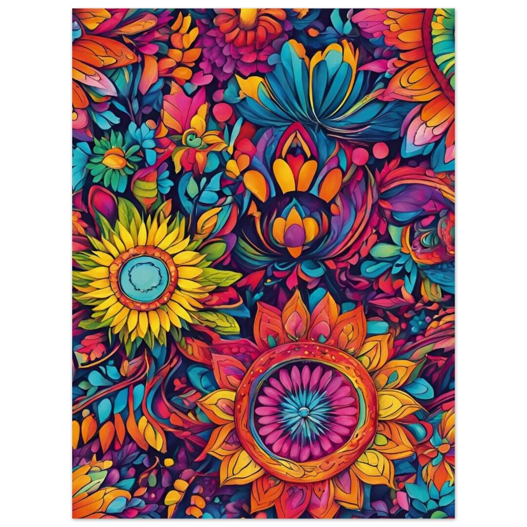 Fun Colorful Vibrant Floral Print - Etsy