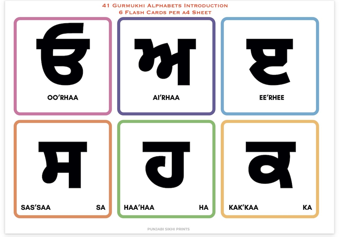 Punjabi Alphabets Flash Cards: Gurmukhi Learning (printable) - Etsy