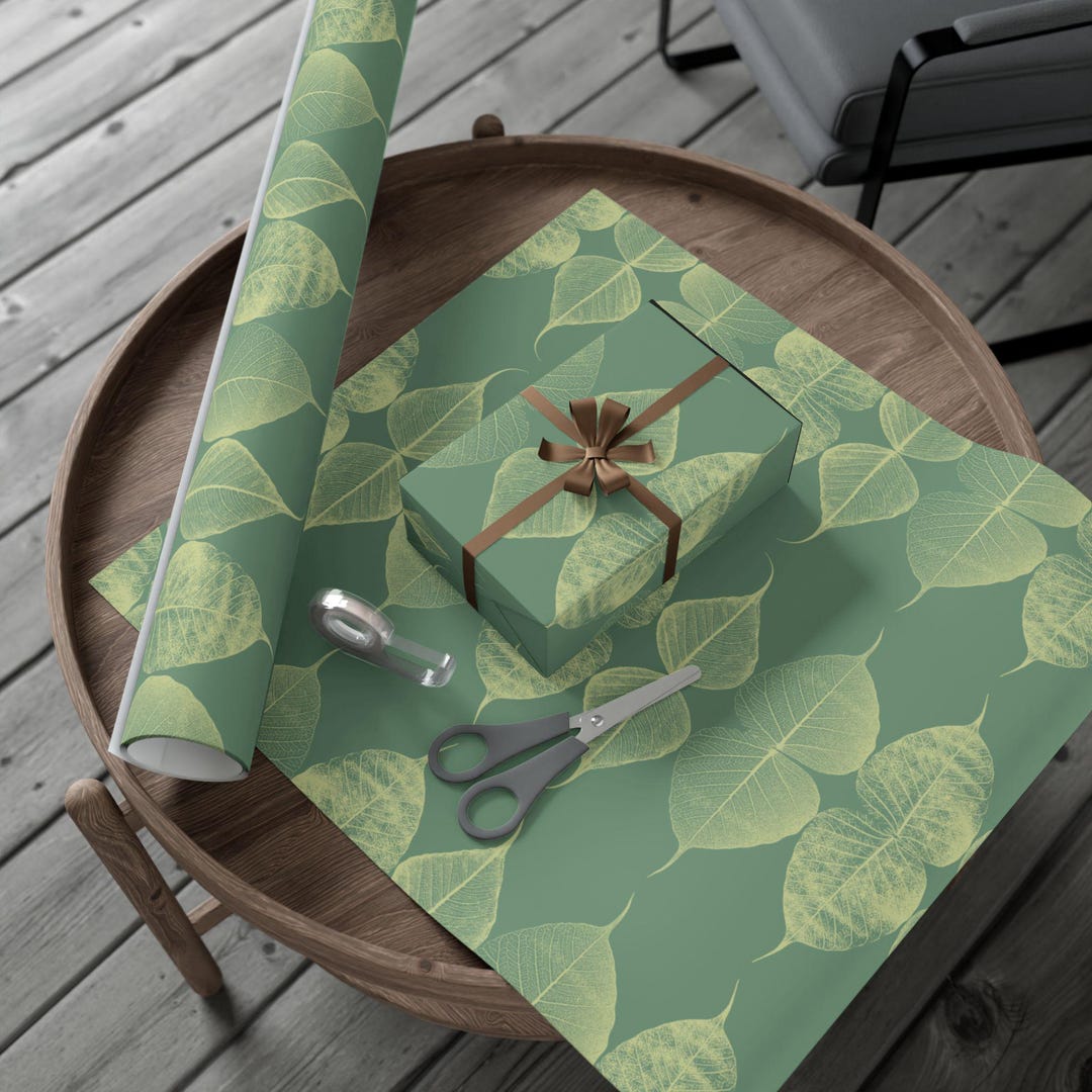 Bodhi Leaf Gift Wrap Paper: Tranquil Mirrored Design - Etsy