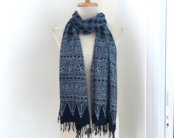 Handmade Tribal Hmong Indigo Batik Scarf, Wax Hand Block Handmade Batik ...