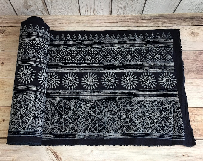 Hmong Indigo Batik Cotton 14.50 Width Hand Block Fabric Sold by the 1 ...