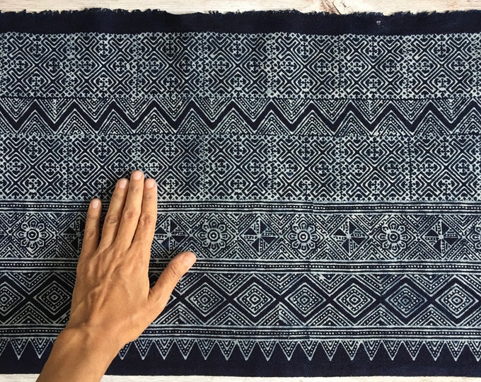 Hmong Indigo Batik Cotton 14.50" Width Hand Block Fabric - Sold by the ...