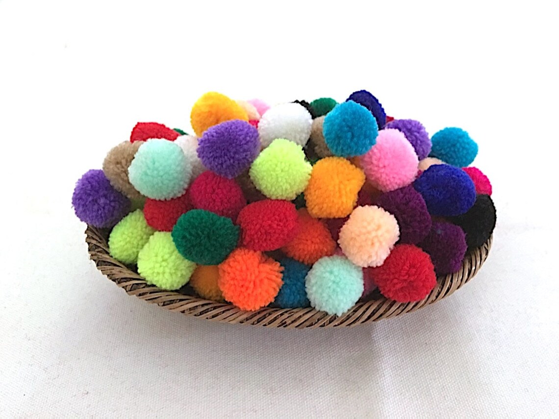 Assorted Color Yarn Pom Poms 1 Inch Decorative Ball Jewelry - Etsy