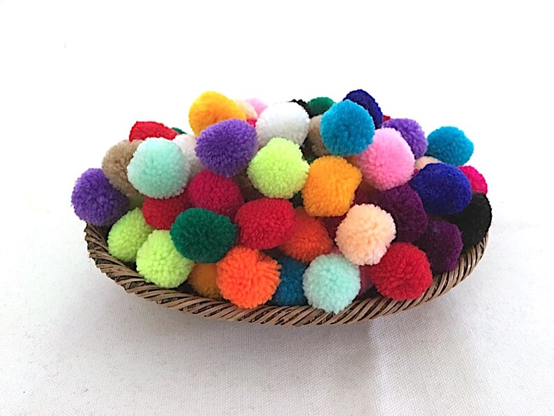 Assorted Color Yarn Pom Poms 1 Inch Decorative Ball Jewelry - Etsy