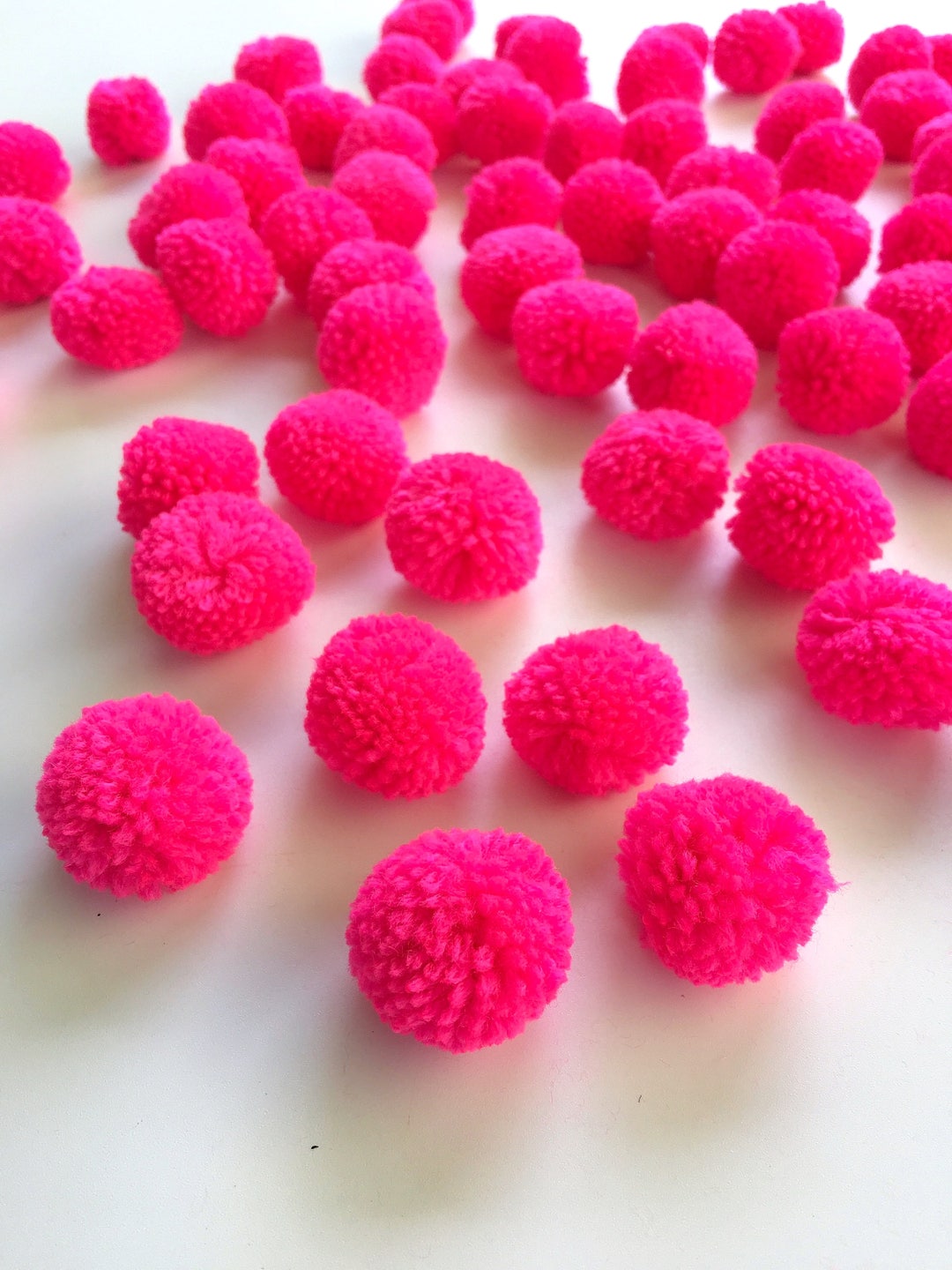 Neon Pink Yarn Pom Poms: 1-inch Craft Balls, Party Decor - Etsy