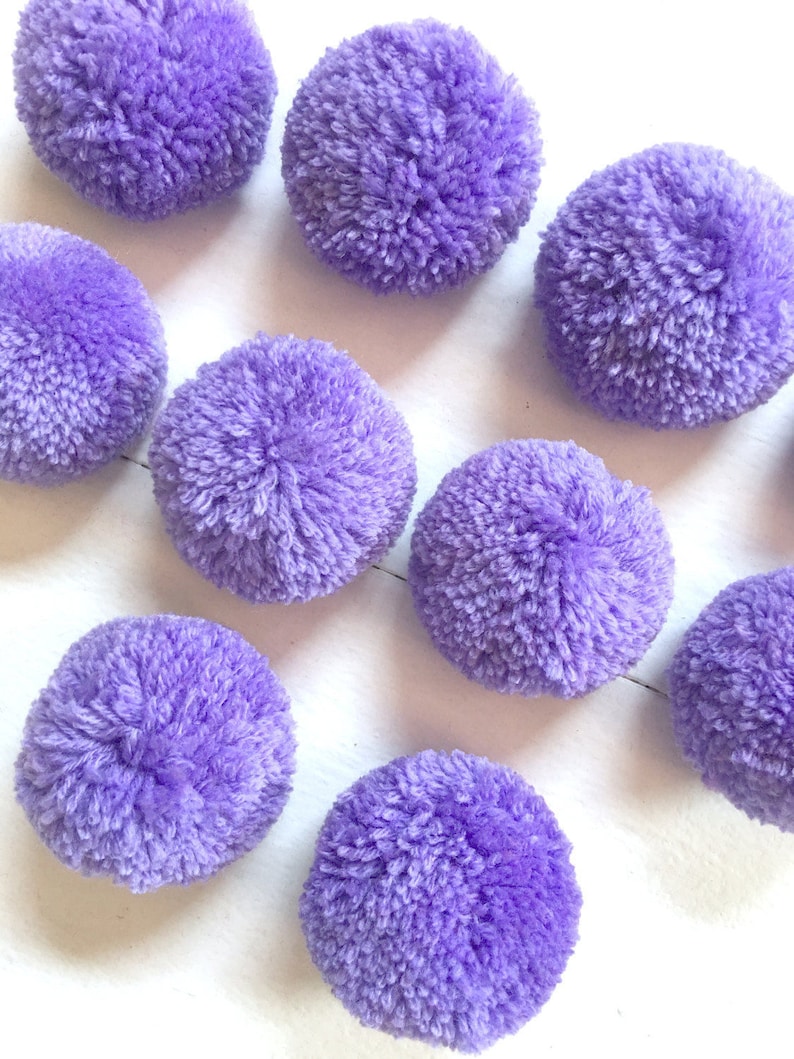 Lavender Big Pom Pom 2 Inches Boho Decor Party Supplies Yarn - Etsy