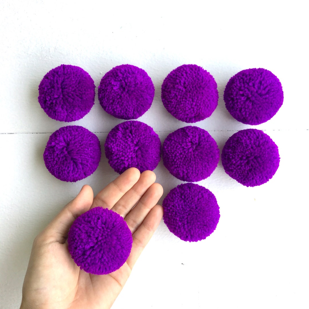 Purple Big Pom Pom 2 Inches, Boho Decor Party Supplies Yarn Pom Pom - Etsy