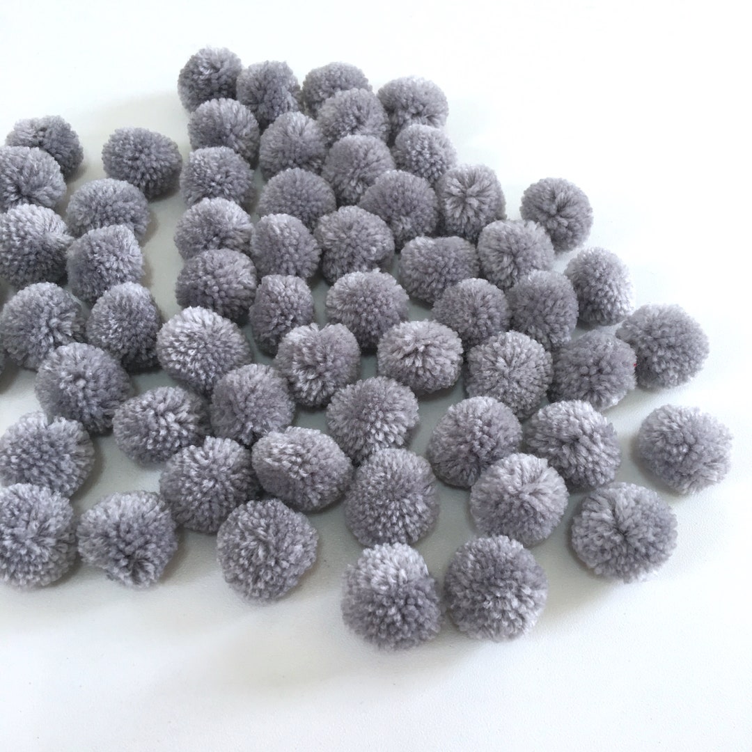Smoke Grey Yarn Pom Poms: 1-inch Craft & Decor Balls - Etsy