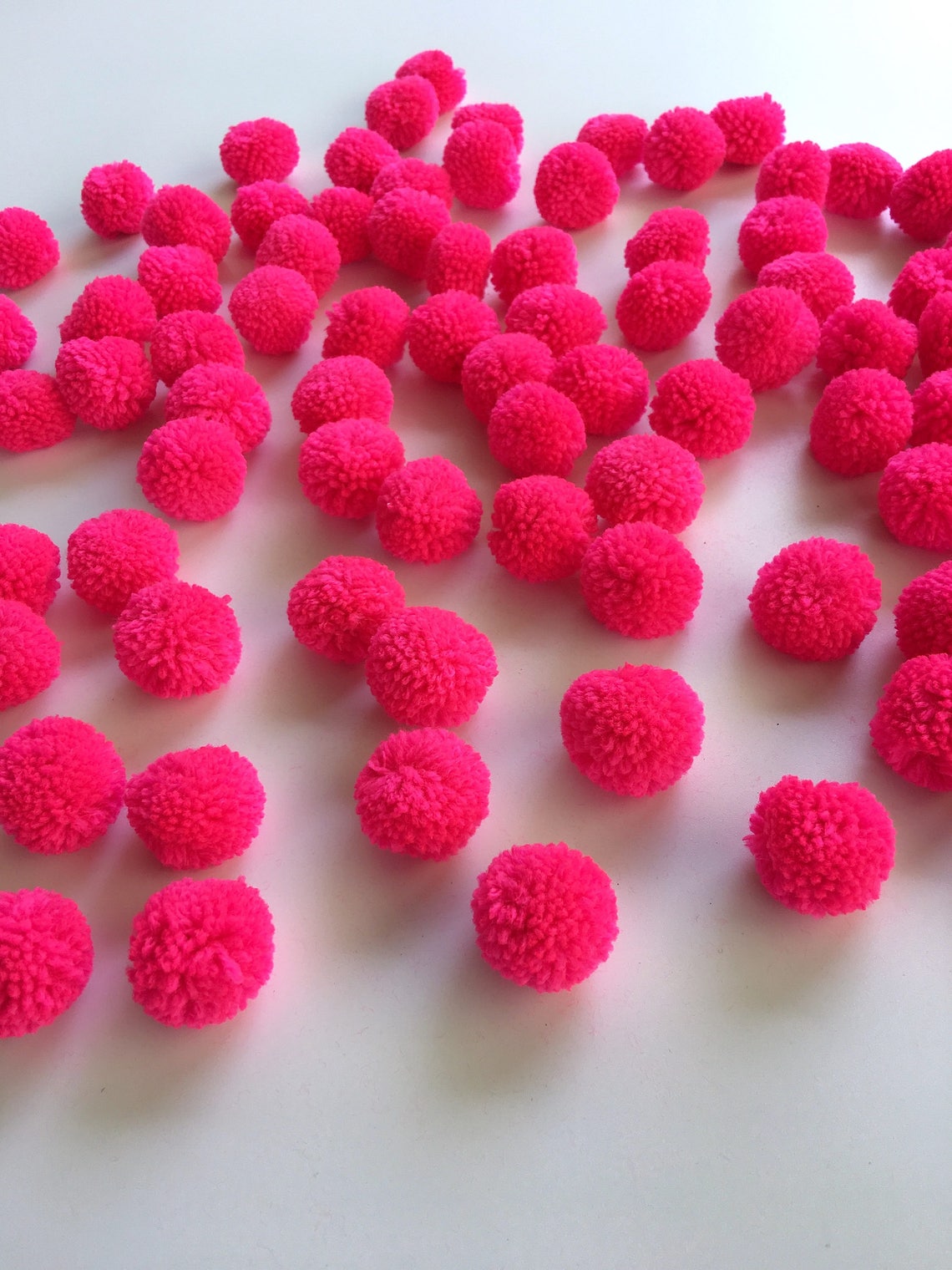 Neon Pink Yarn Pom Poms 1 Inch Decorative Ball Jewelry | Etsy
