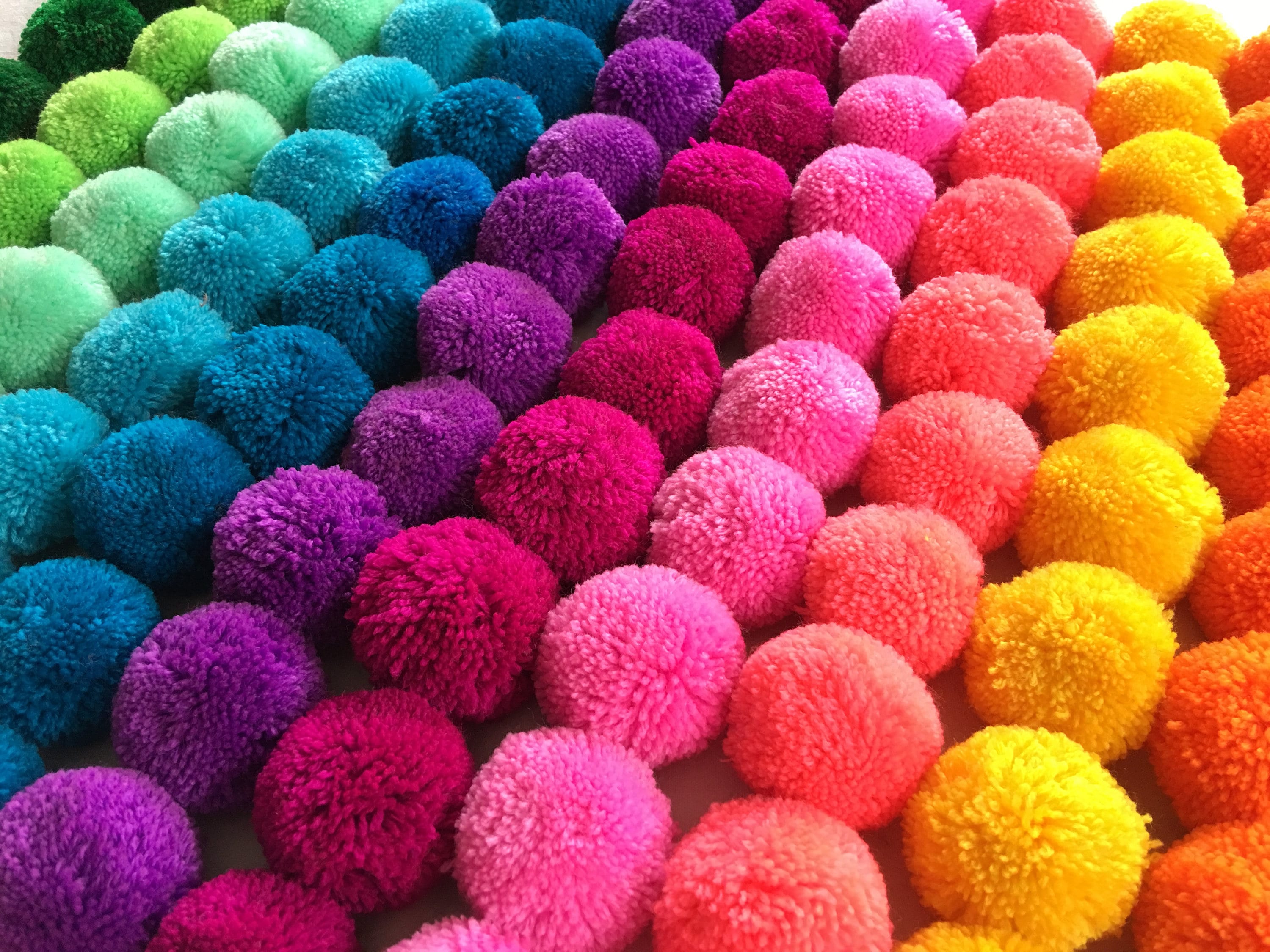 Neon Coral Big Pom Pom 2 inches Boho Decor Party Supplies | Etsy