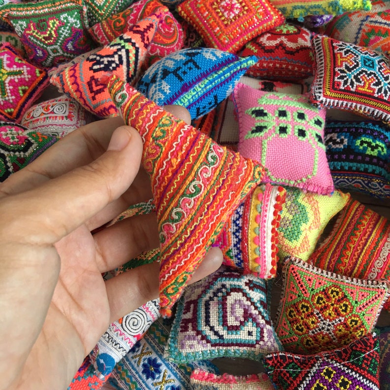 Set of 5 Pieces Hmong Embroidered Stuff Small Pillows Made | Etsy