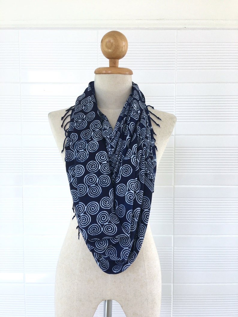 Handmade Tribal Hmong Indigo Batik Scarf Wax Hand Block | Etsy