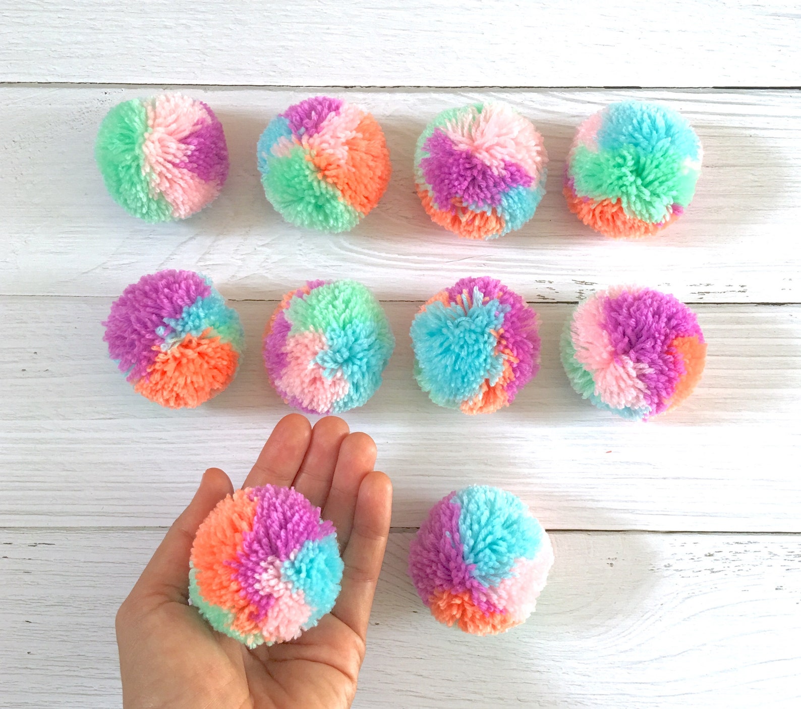 Mixed Pastel Yarn Pom Poms: 2-inch Boho Party Decor - Etsy