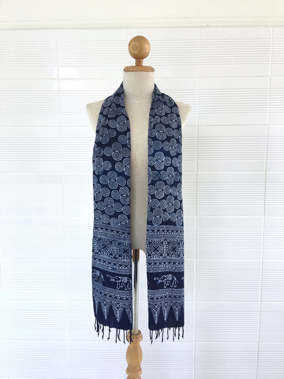 Handmade Tribal Hmong Indigo Batik Scarf wax hand block | Etsy