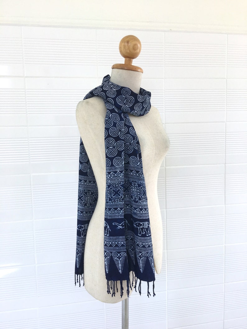 Handmade Tribal Hmong Indigo Batik Scarf Wax Hand Block | Etsy