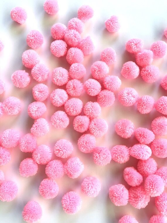 Light Pink Yarn Pom Poms 1 Inch Decorative Ball Jewelry | Etsy