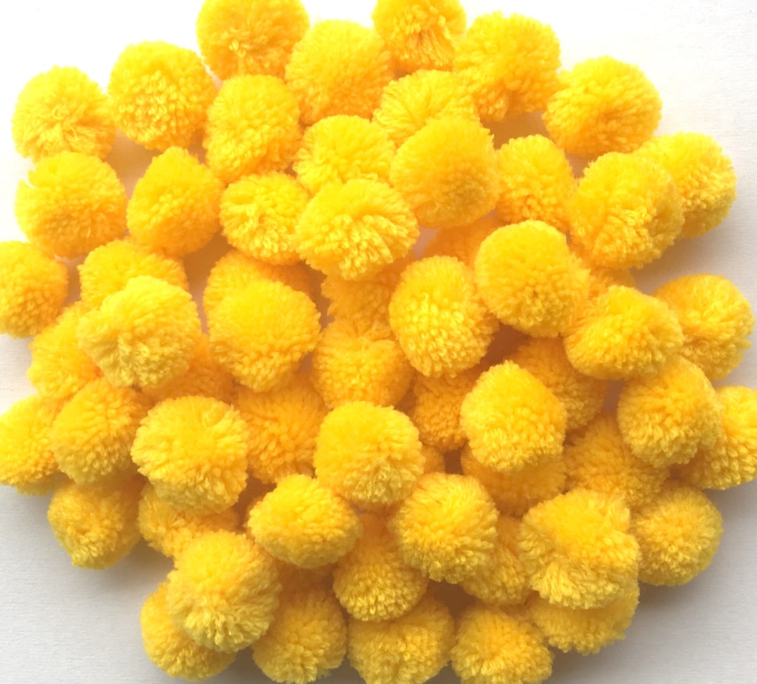 Yellow Yarn Pom Poms 1 Inch, Decorative Ball, Jewelry Making, Pompom ...