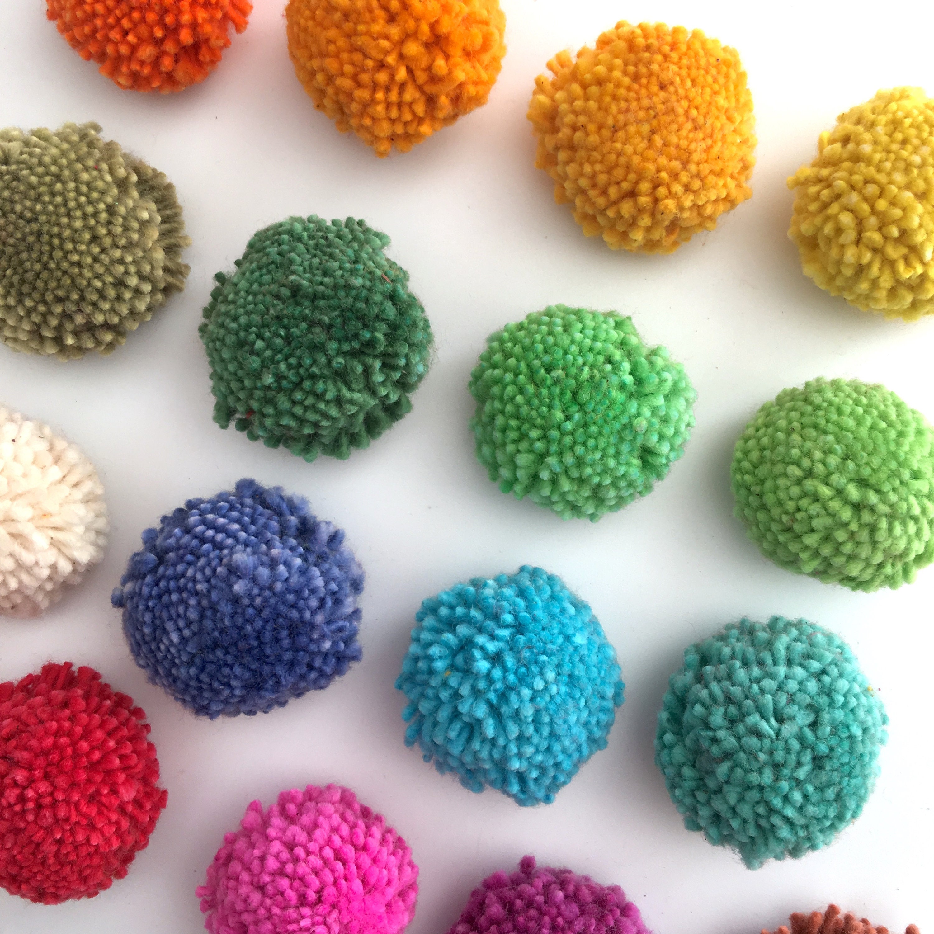 Cotton Yarn Pom Poms 1 Inch Assorted Solid Colors Jewelry | Etsy