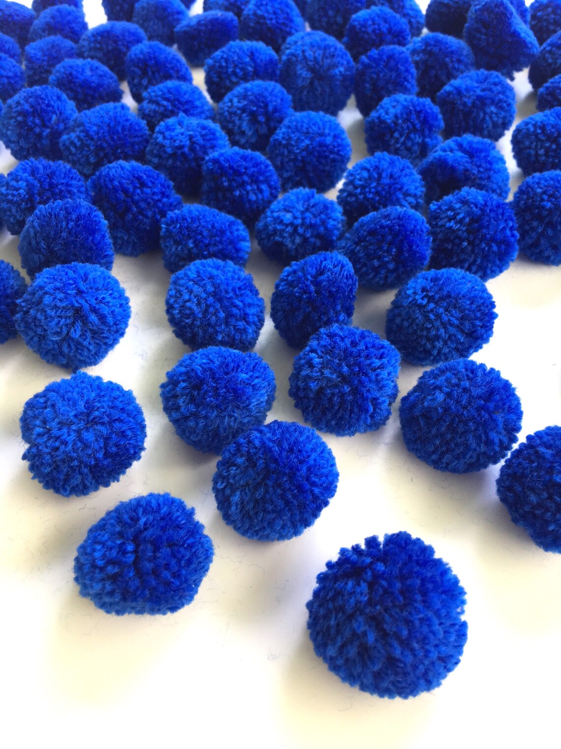 Medium Blue Yarn Pom Poms 1 Inch Decorative Ball Jewelry | Etsy