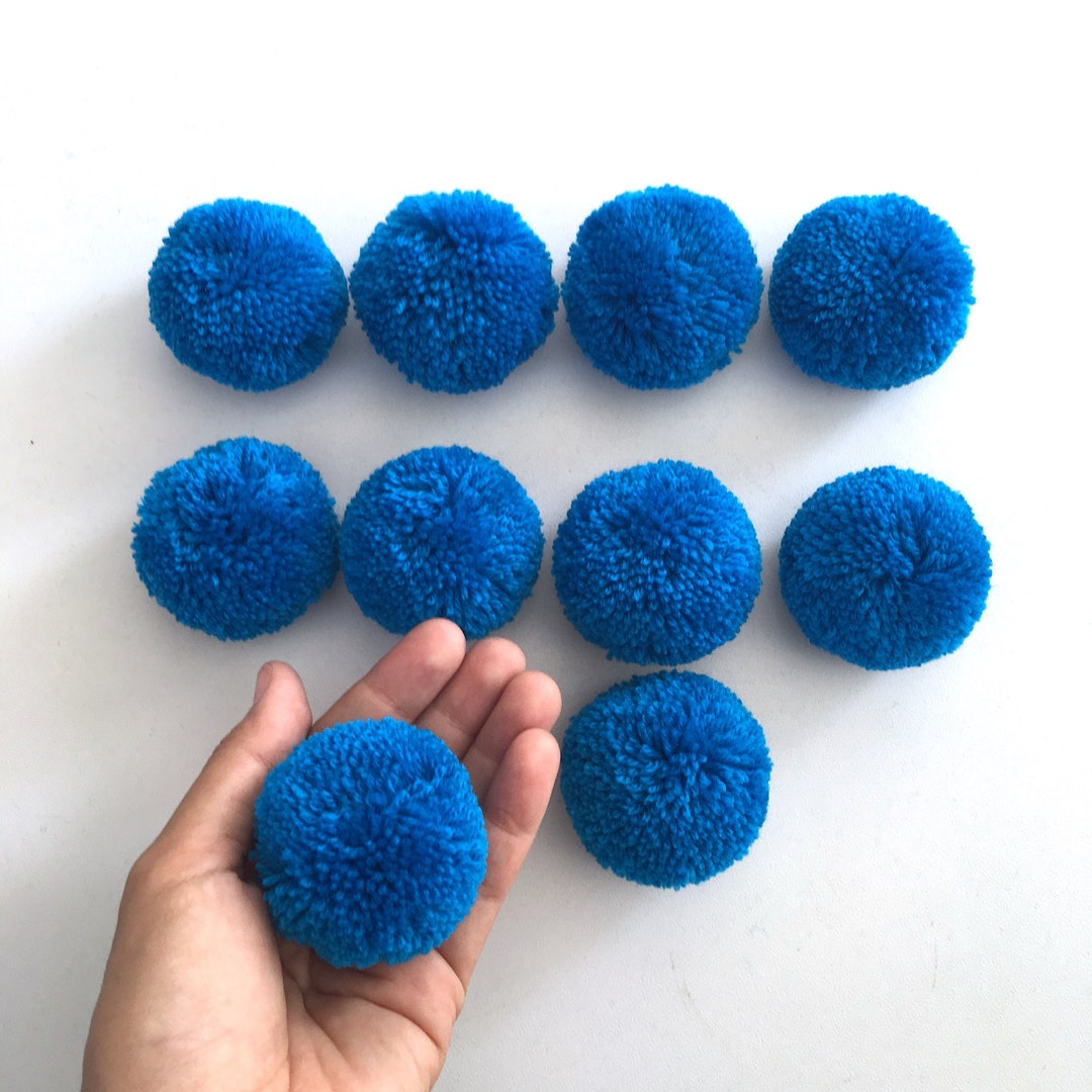 Ocean Blue Big Pom Pom 2 Inches, Boho Decor Party Decor Yarn Pom Pom - Etsy