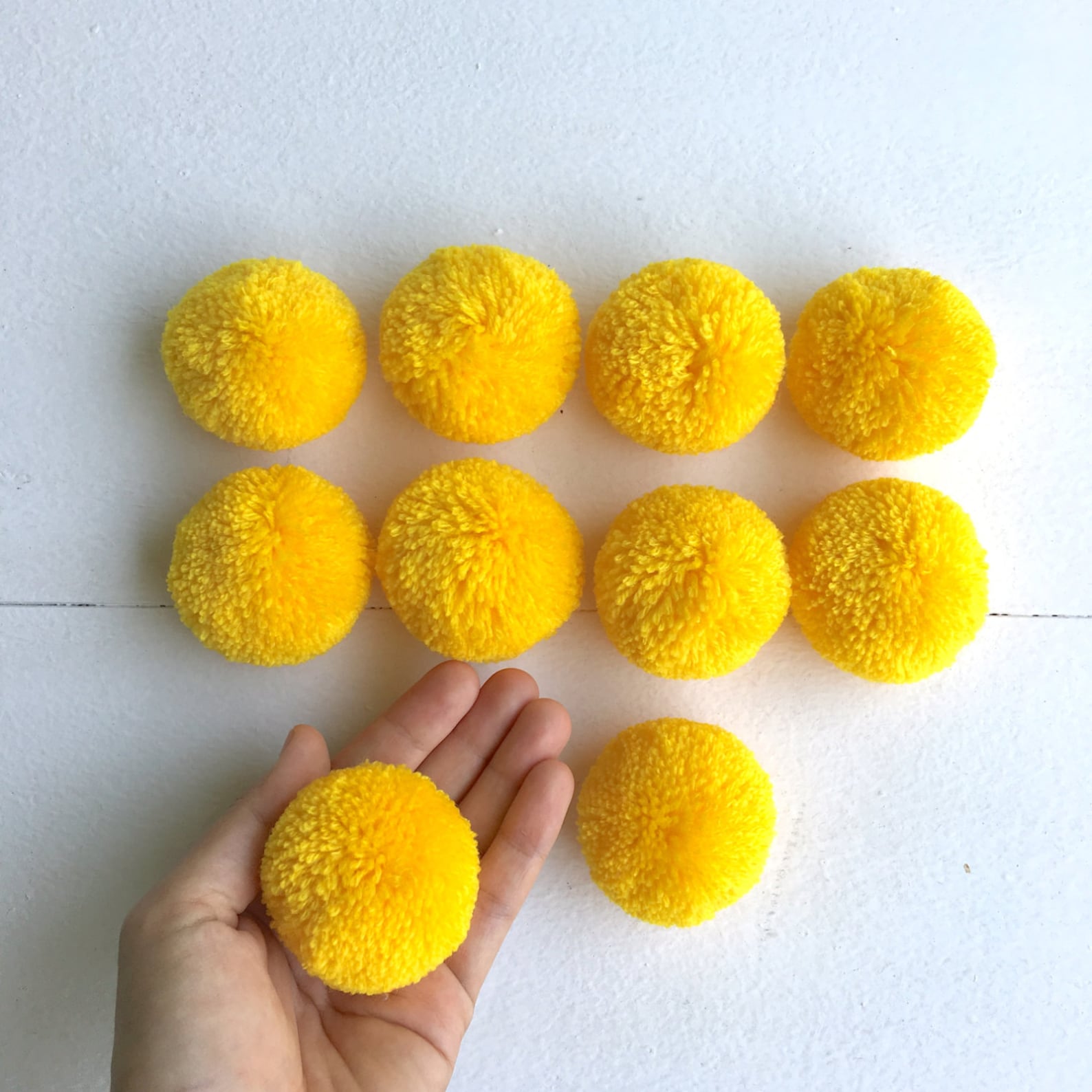 Yellow Big Pom Pom 2 inches Boho Decor Party Supplies yarn | Etsy