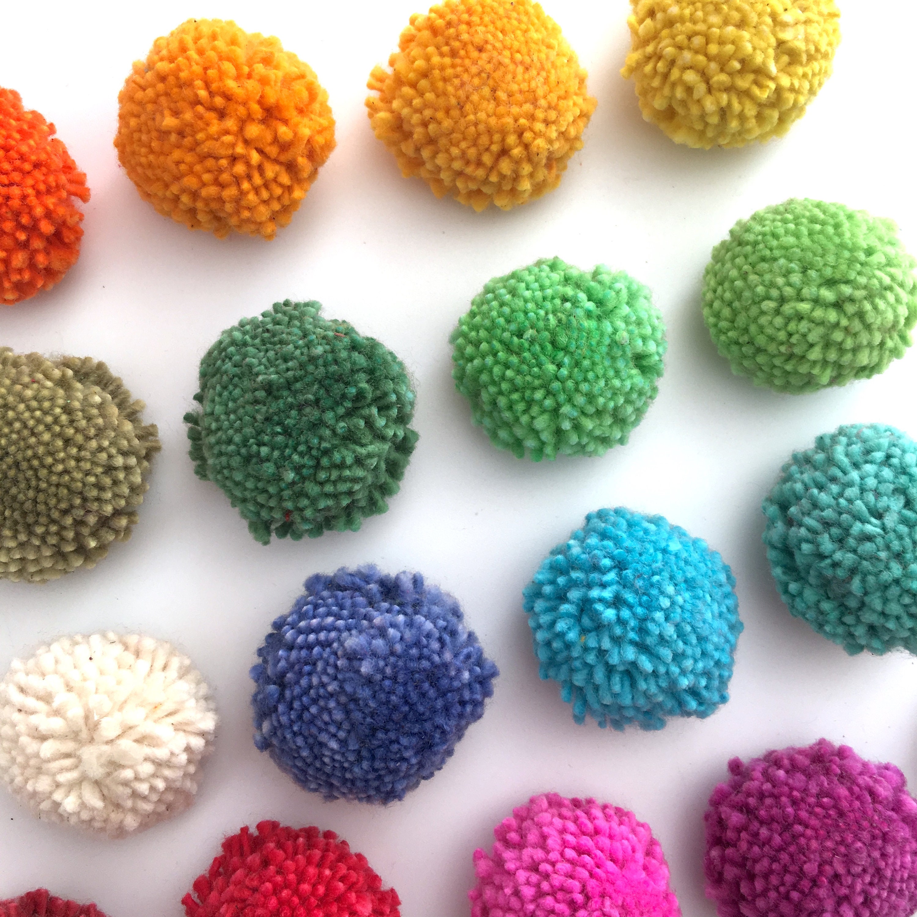 Cotton Yarn Pom Poms 1 Inch Assorted Solid Colors Jewelry | Etsy