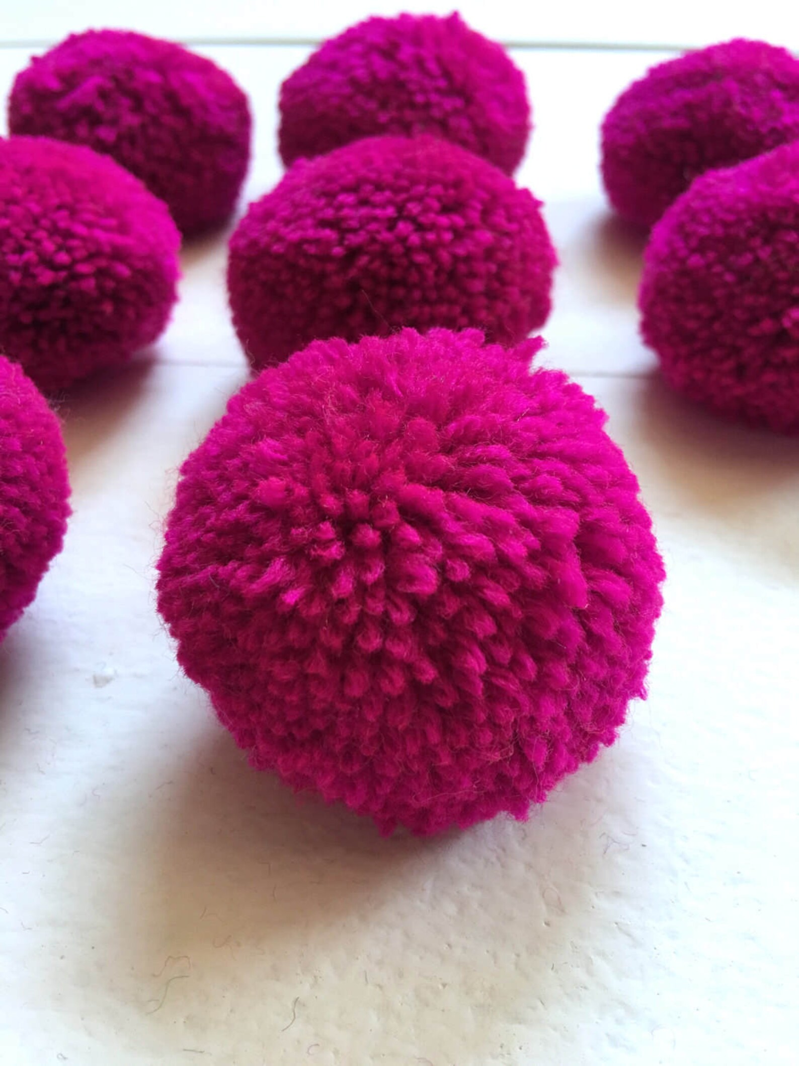 Magenta Big Pom Pom 2 Inches Boho Decor Party Supplies Yarn - Etsy
