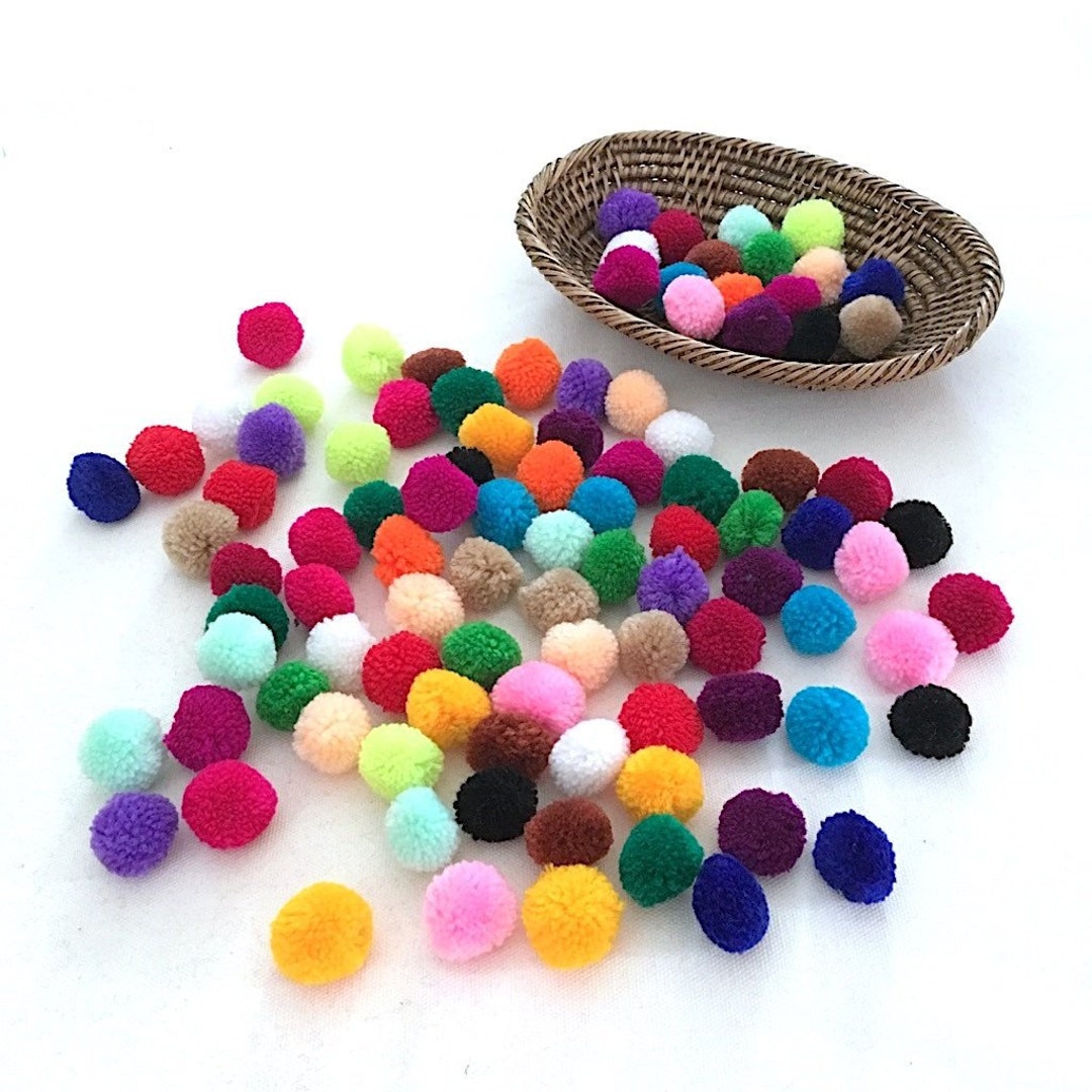 Assorted Color Yarn Pom Poms 1 Inch, Decorative Ball, Jewelry Making ...