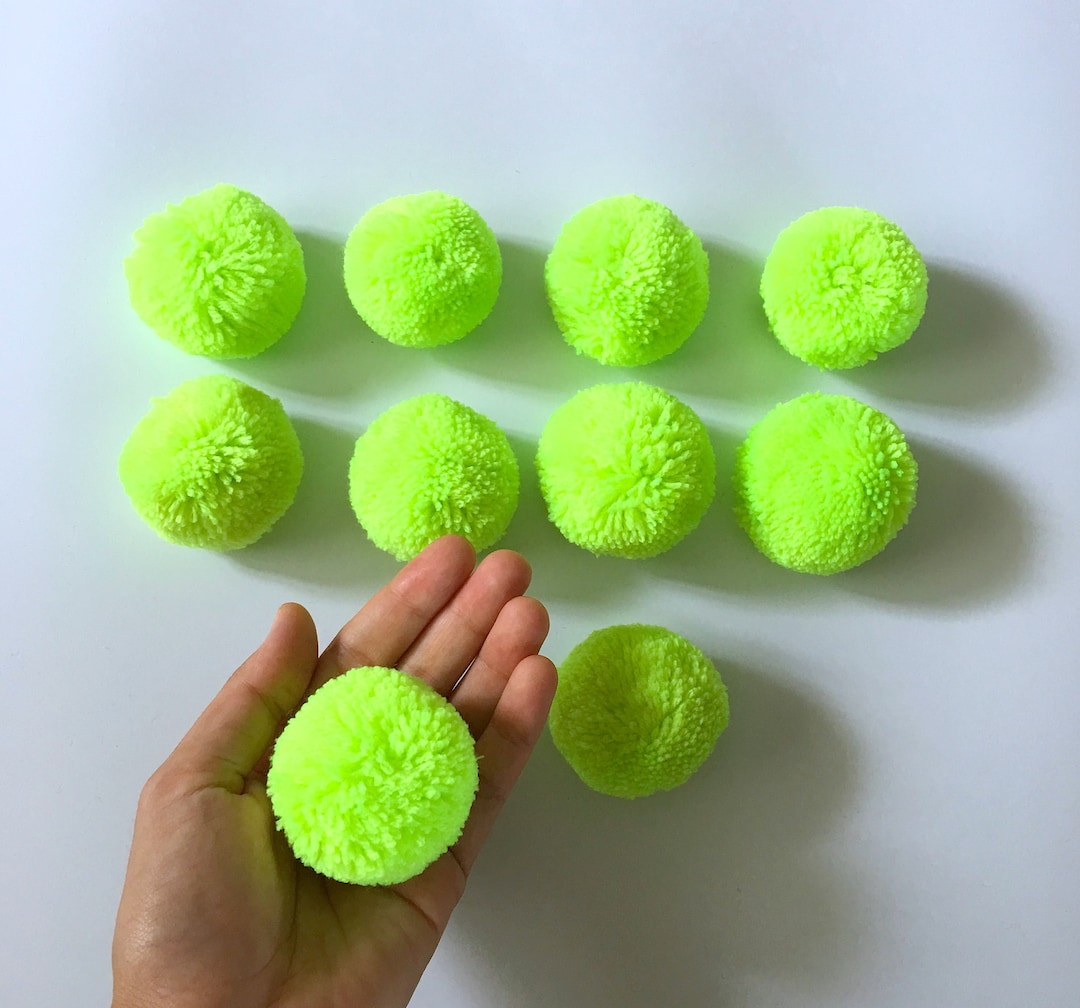 Neon Green Big Pom Pom 2 Inches, Boho Decor Party Decor Yarn Pom Pom - Etsy