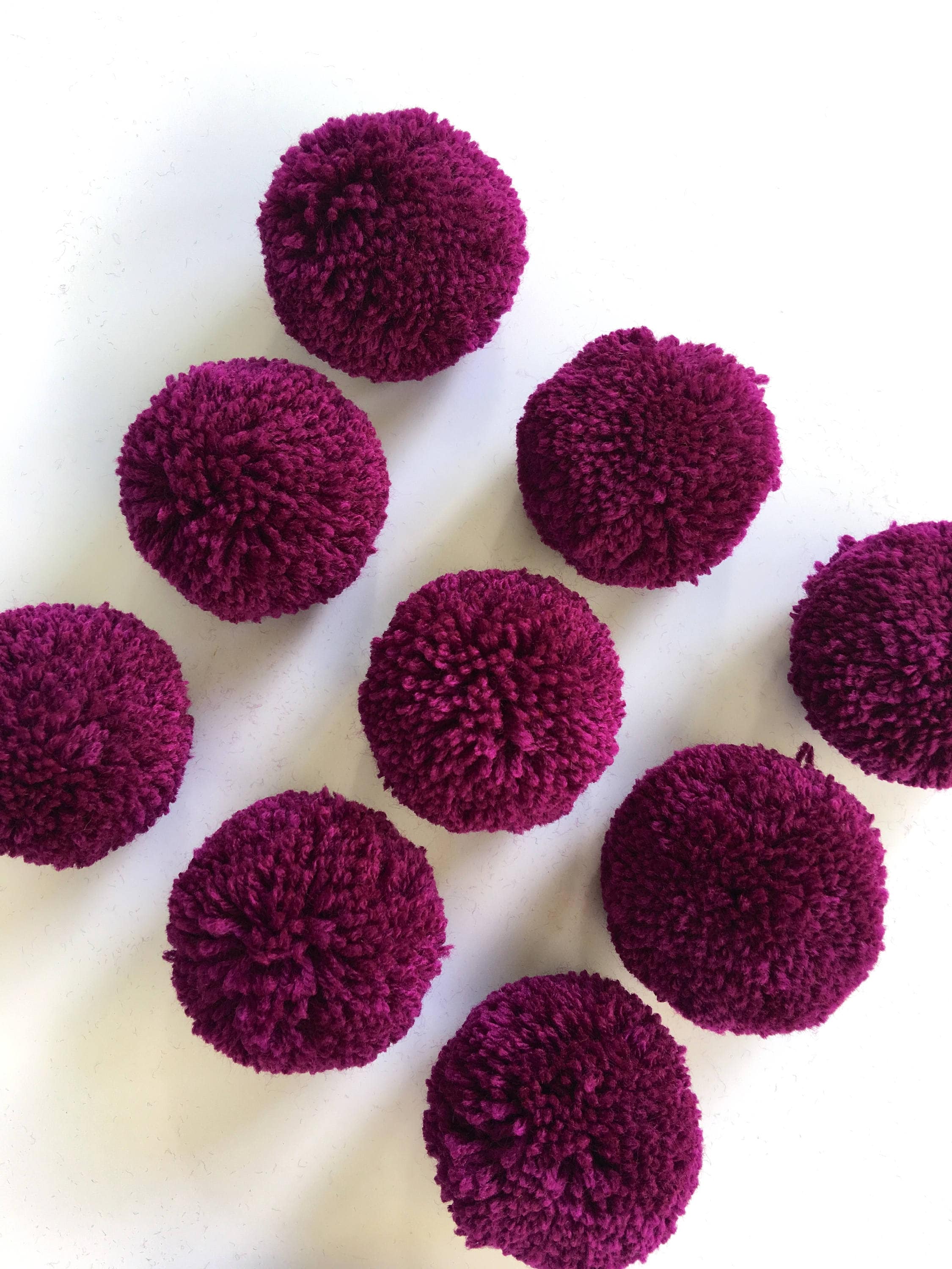 Red Violet Big Pom Pom 2 inches Boho Decor Party Supplies | Etsy