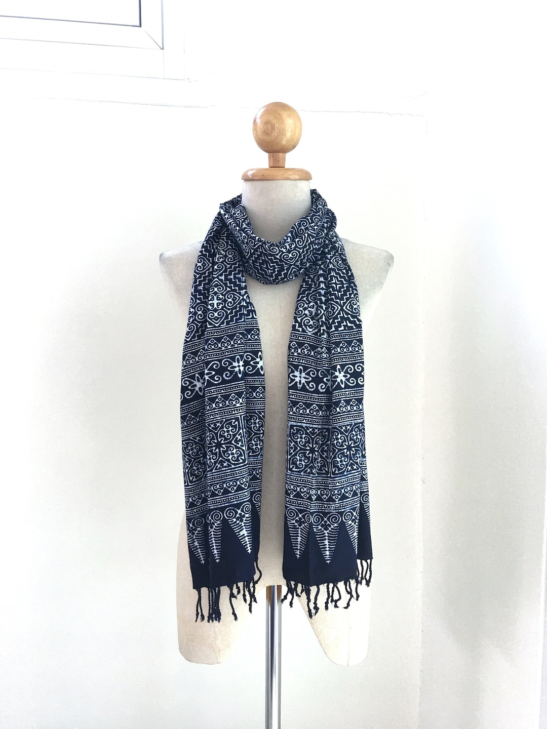 Handmade Tribal Hmong Indigo Batik Scarf, Wax Hand Block Handmade Batik ...