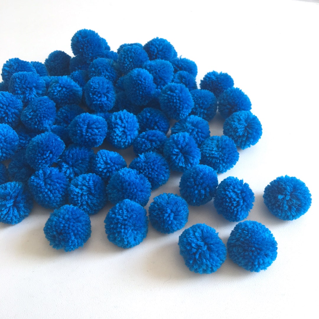 Ocean Blue Yarn Pom Poms: 1" Boho Decor Balls - Etsy