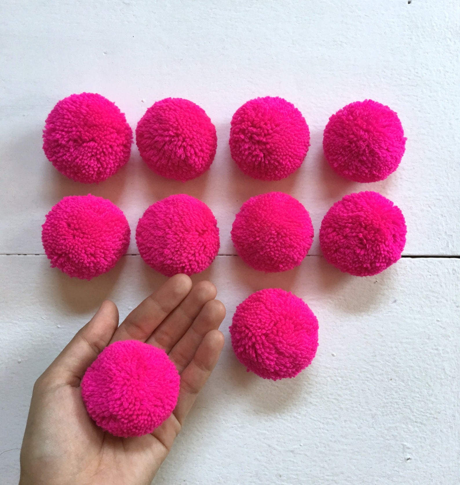 Hot Pink Big Pom Pom 2 Inches Boho Decor Party Supplies Yarn - Etsy
