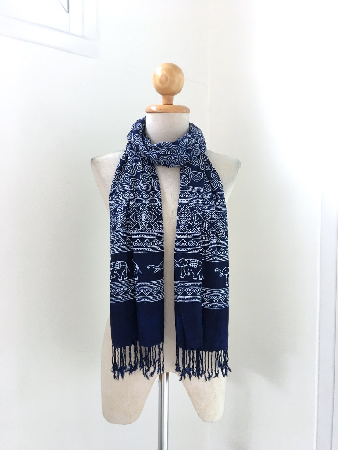 Handmade Tribal Hmong Indigo Batik Scarf, Wax Hand Block Handmade Batik ...