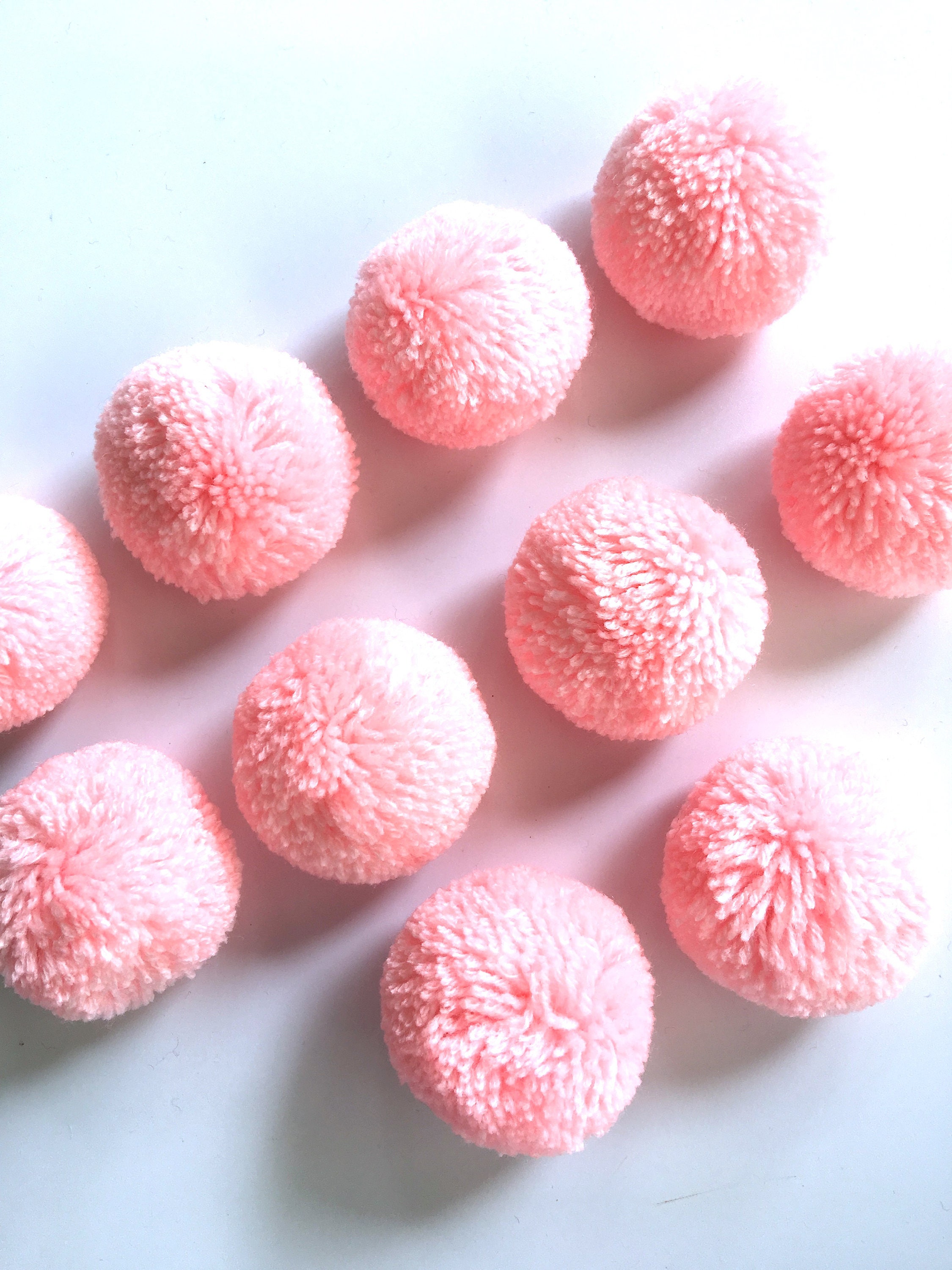 Baby Pink Big Pom Pom 2 inches Boho Decor Party Supplies yarn | Etsy