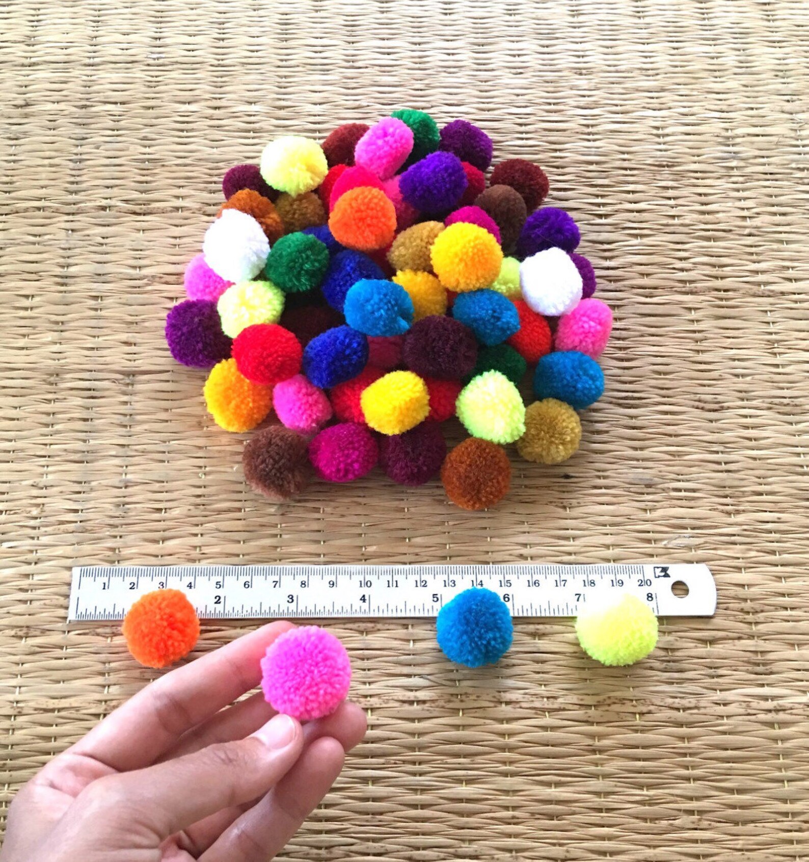 Assorted color yarn Pom Poms 1 inch decorative ball jewelry | Etsy