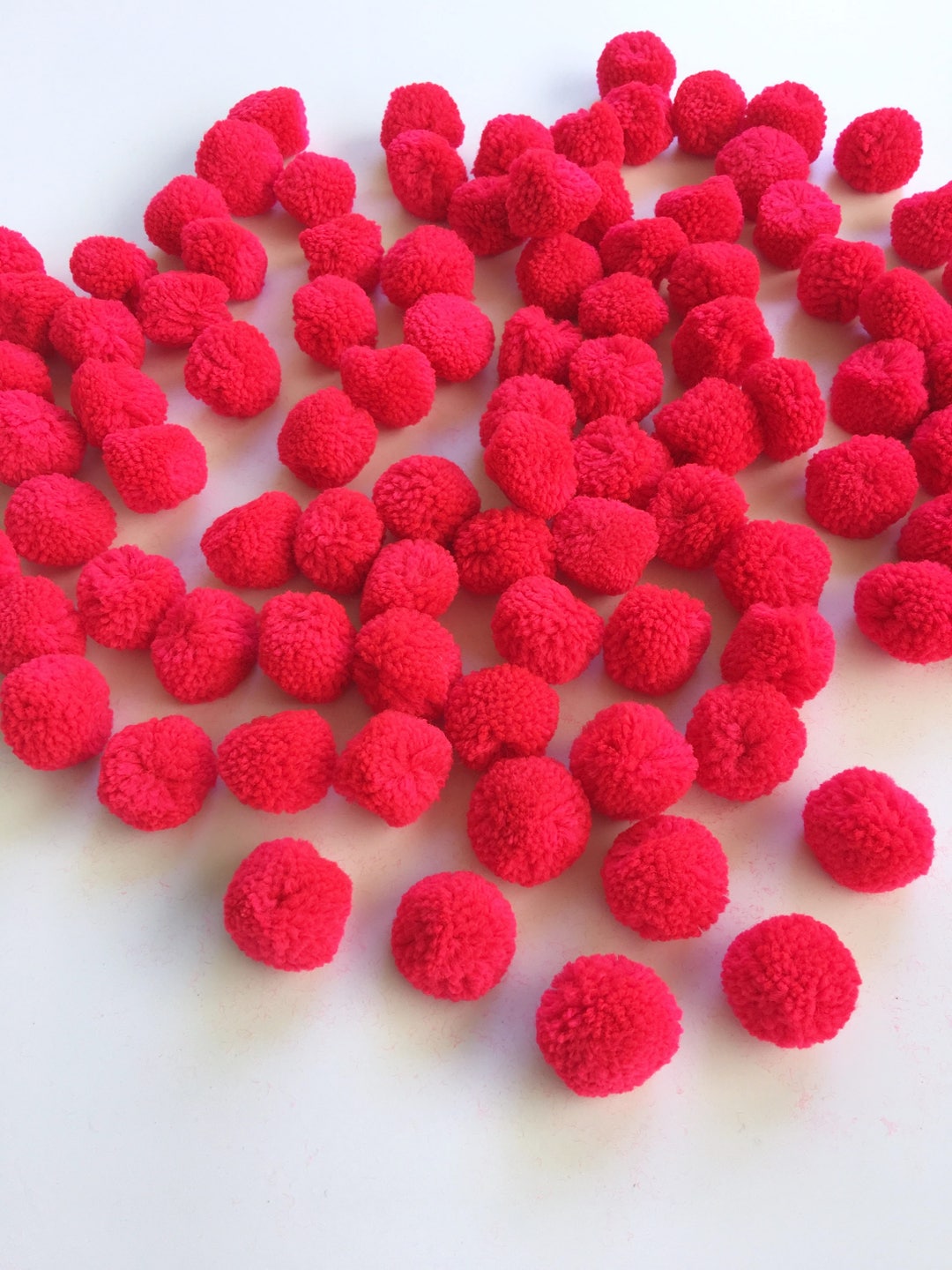 Neon Coral Yarn Pom Poms: 1-inch Craft Supplies - Etsy