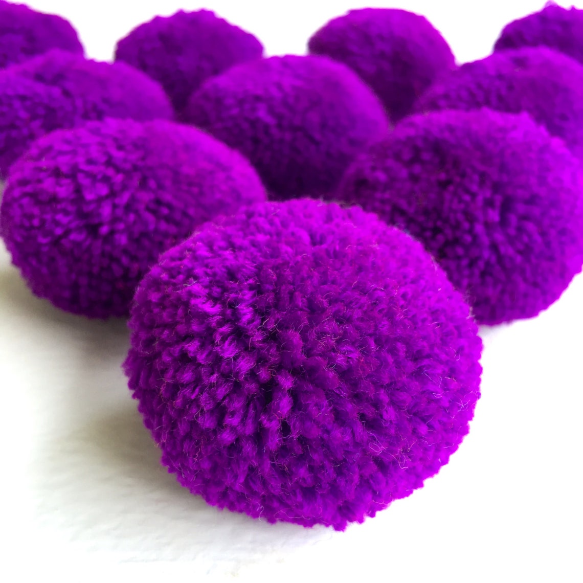Purple Big Pom Pom 2 inches Boho Decor Party Supplies yarn | Etsy