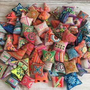 Set of 5 Pieces Hmong Embroidered Stuff Small Pillows Made | Etsy