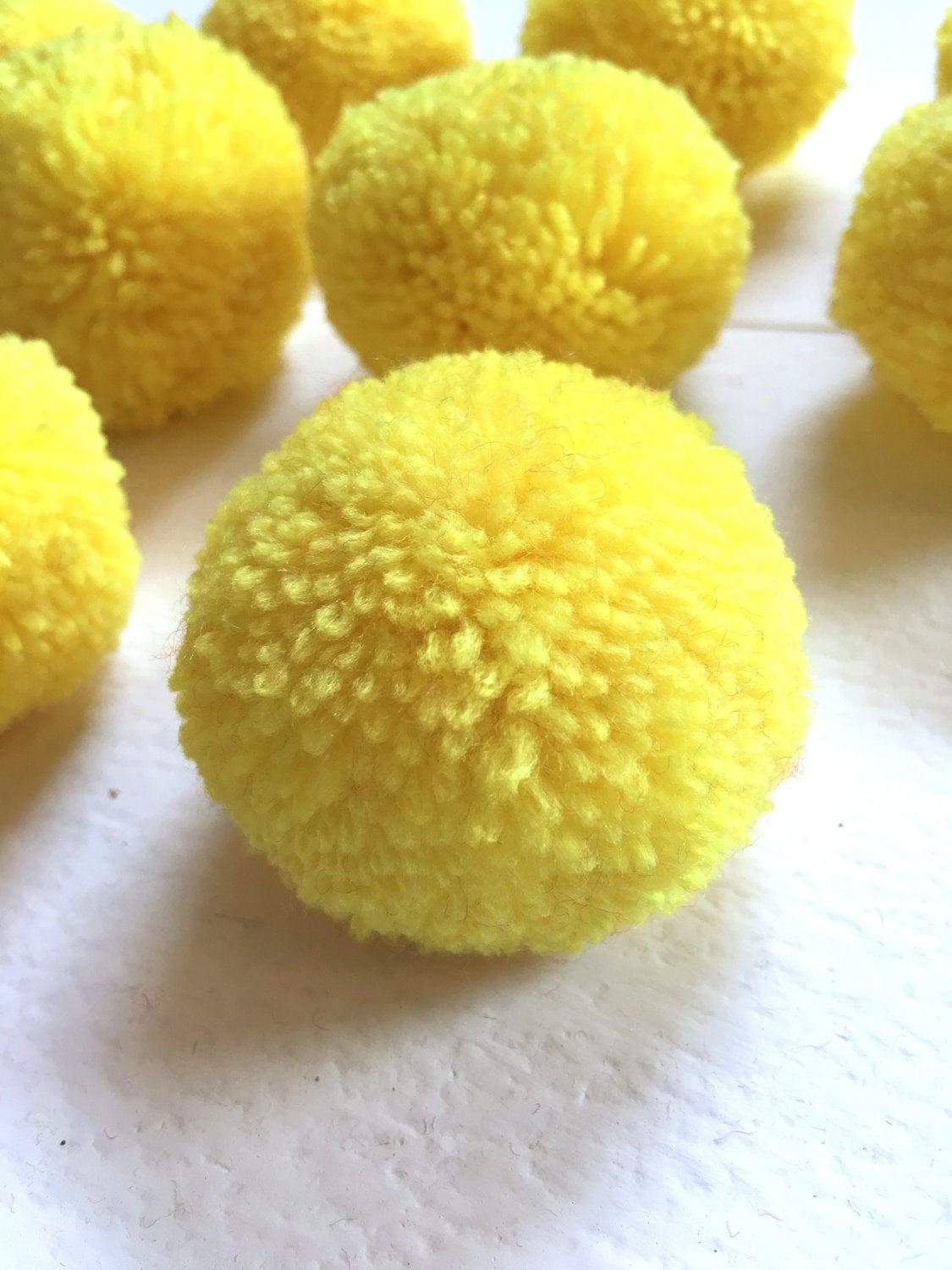 Neon Yellow Big Pom Pom 2 inches Boho Decor Party Supplies | Etsy