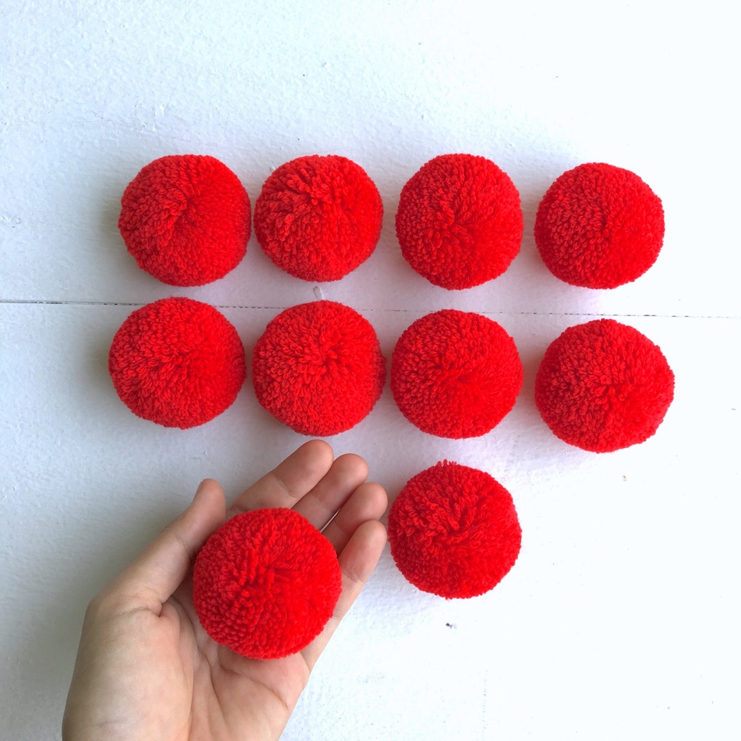 Red Big Pom Pom 2 Inches, Boho Decor Party Supplies Yarn Pom Pom - Etsy ...