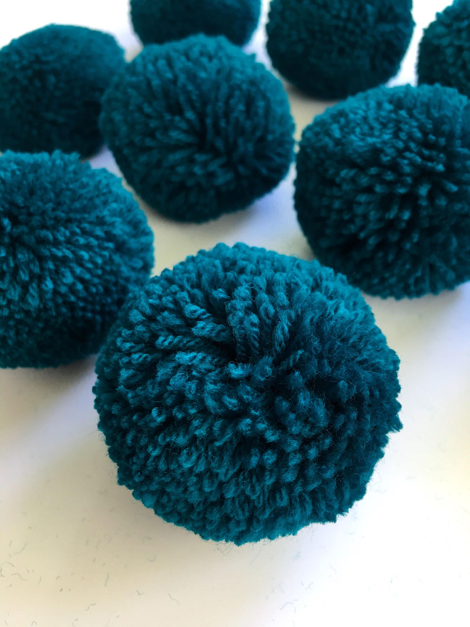 Teal Big Pom Pom 2 Inches Boho Decor Party Supplies Yarn Pom - Etsy