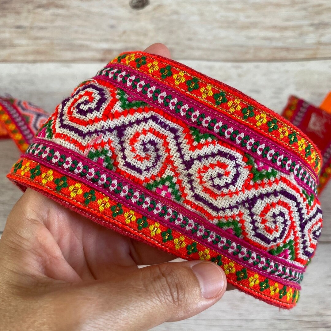 Vintage Hmong Tribal Handmade Cross Stitch Trim, Clothing Accessories ...