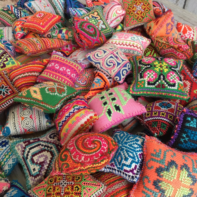 Set of 5 Pieces Hmong Embroidered Stuff Small Pillows Made | Etsy