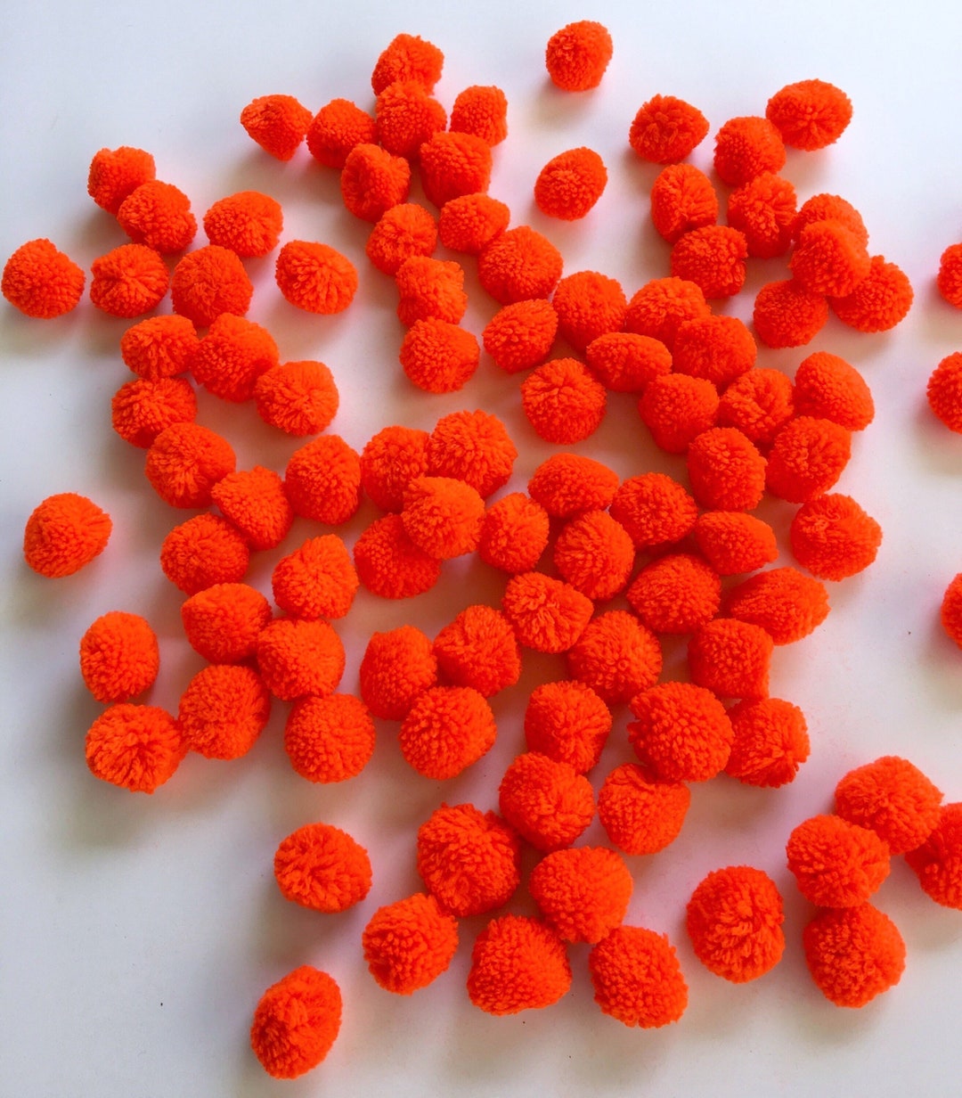 Orange Yarn Pom Poms 1 Inch, Decorative Ball, Jewelry Making, Pompom ...